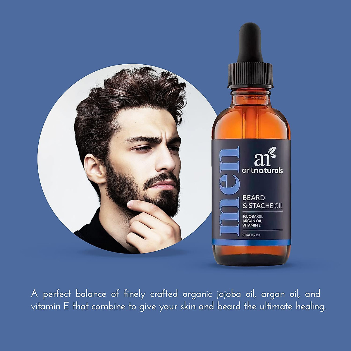 Artnaturals Beard Oil - Unscented Conditioner and Growth Oil - Vegan and Paraben Free with Argan, Vitamins E and Jojoba Oil for Men