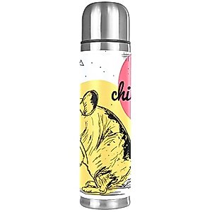 Cute Sweet Chinchilla Vacuum Insulated Water Bottle Stainless Steel Thermos Flask Travel Mug Coffee Cup Double Walled 17 OZ
