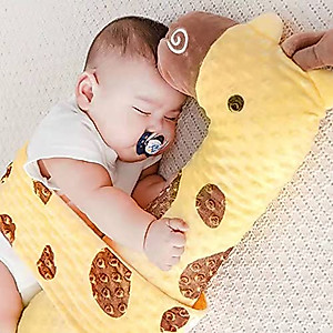 Newborn Baby Sleep Pillow Infant Cartoon Multifunctional Soothing Toddler Curve Exhaust Stuffed Anti Roll Side Sleeping with Fixing Belt, Photo Prop Shower Gift