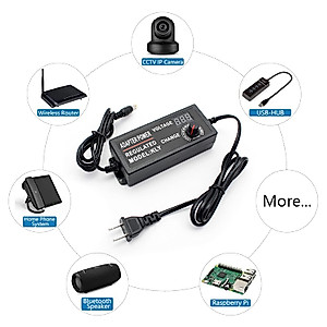 3-24V 2A Adjustable Power Adapter, Yetaida 48W Universal Switching Variable Power Supply 100-240V AC to DC 5V 6V 9V 12V 15V 18V 19V 20V for LCD Monitors, LCD TVs, LED Strip Lights, Routers