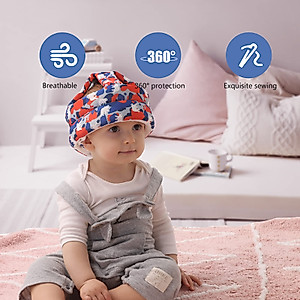 Baby Safety Helmet Infant Toddler Breathable & Adjustable Head Cushion Bumper Bonnet for Running Walking Crawling with Soft Knee Pads (Candy Colors)