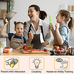 TAORISH 5 Pcs Kids Knives, Kids Safe Cooking Knife, Plastic Kids Kitchen Knife Set with Crinkle Cutter, Serrated Edges Toddler Knife Kids Knives for Real Cooking & Cutting Fruit, Bread, Vegetable