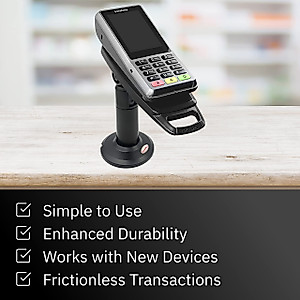 ENS Tailwind Verifone P200/P400 7" Latch and Lock Pole Mount PIN Pad Stand, Slim Design, Adhesive Installation, Black