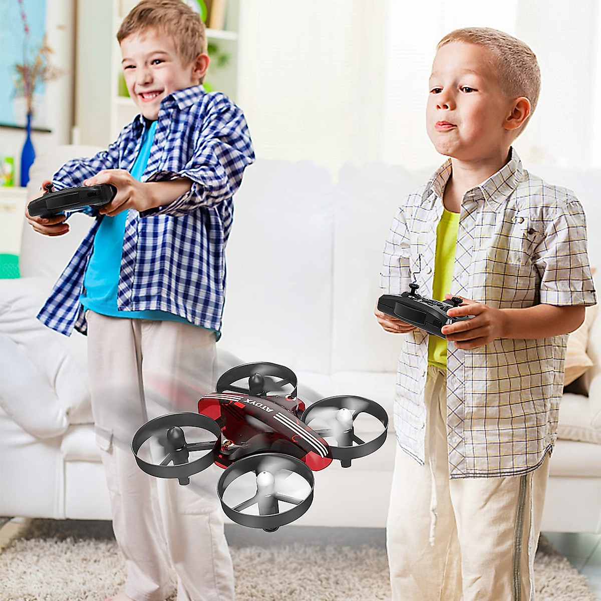 ATOYX Mini Drone for Kids & Beginners, Indoor Portable Hand Operated/RC Nano Helicopter Quadcopter with Auto Hovering, Headless Mode & Remote Control, Children's Day Gift for Boys and Girls -Red