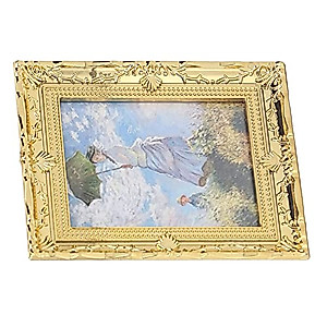CUTULAMO Miniatures Oil Painting, Exquisite Acrylic Beautiful Miniatures Art Painting High Light Transmission for Girls for 1:12 Miniature Doll House(Umbrella Girl)