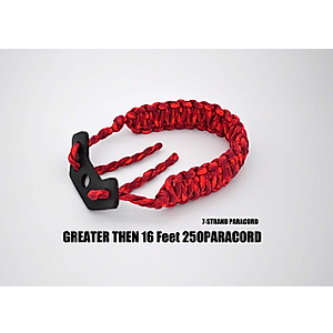 HZUTUZH Bow Archery Wrist Sling 250 Paracord - Multi Functional Survival Compound Bow Wrist Sling for Hunting & Shooting - No Stabilizer Needed - Successive Length Greater Then 20 Feet (RED)