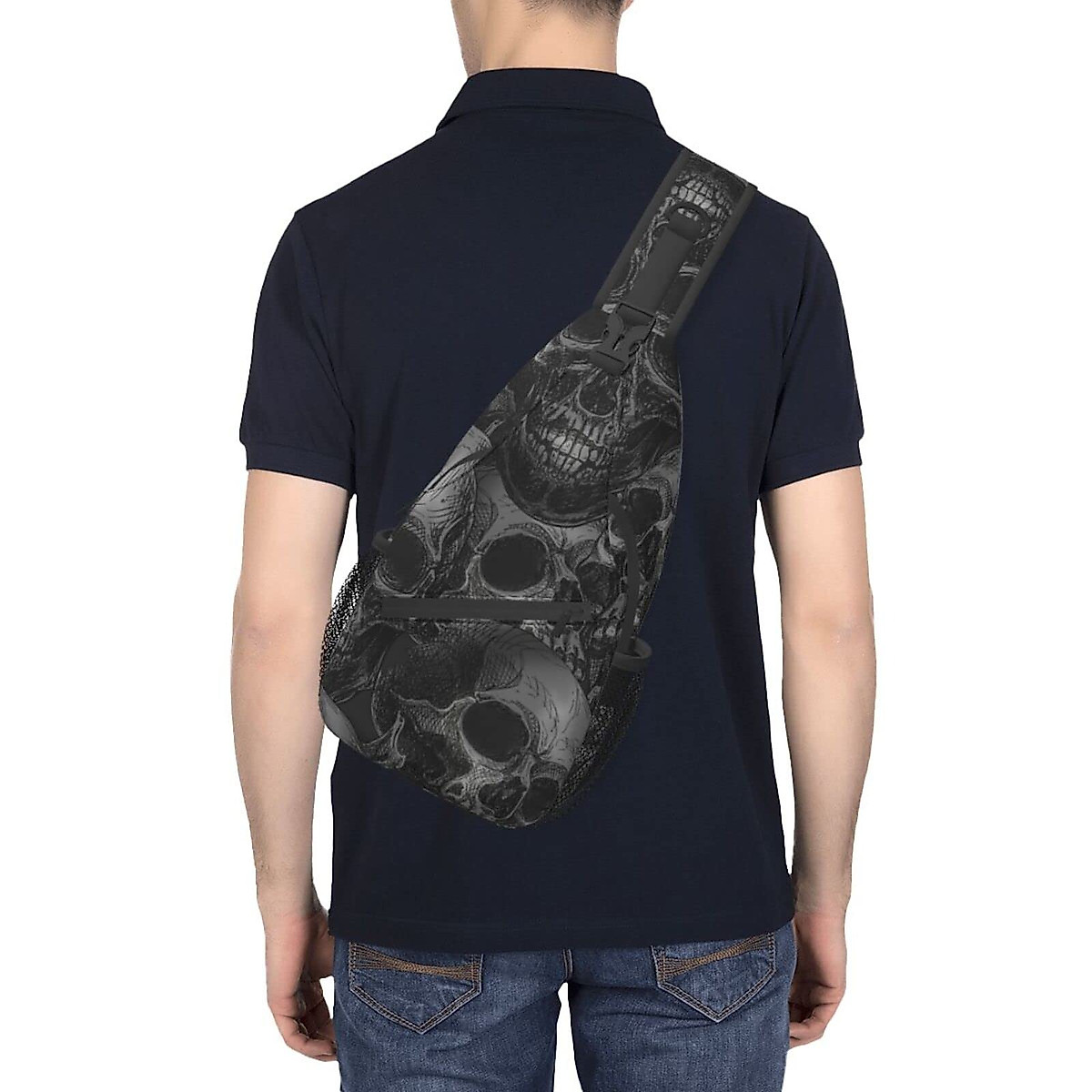 Cool Skull Crossbody Sling Backpack For Men Women,Shoulder Chest Daypack Bag For Travel Hiking