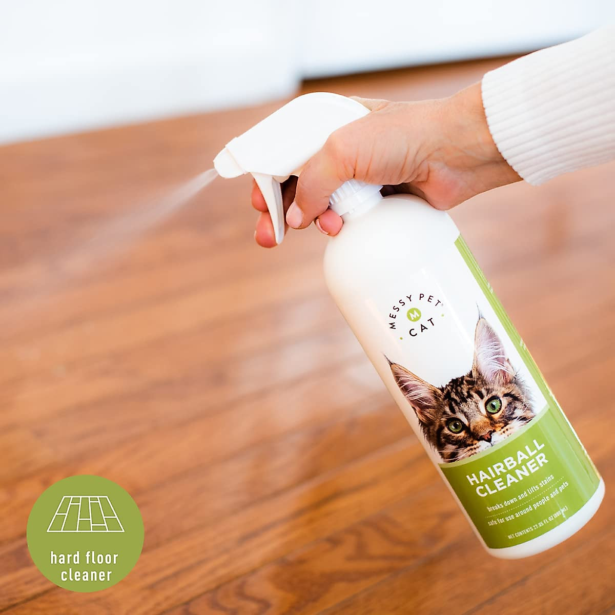 Messy Pet Cat Hairball Cleaner – Naturally Lifts and Eliminates Stains, Removes Vomit and Furball Odors, Safe for Cats & Kittens - 27.05 fl oz