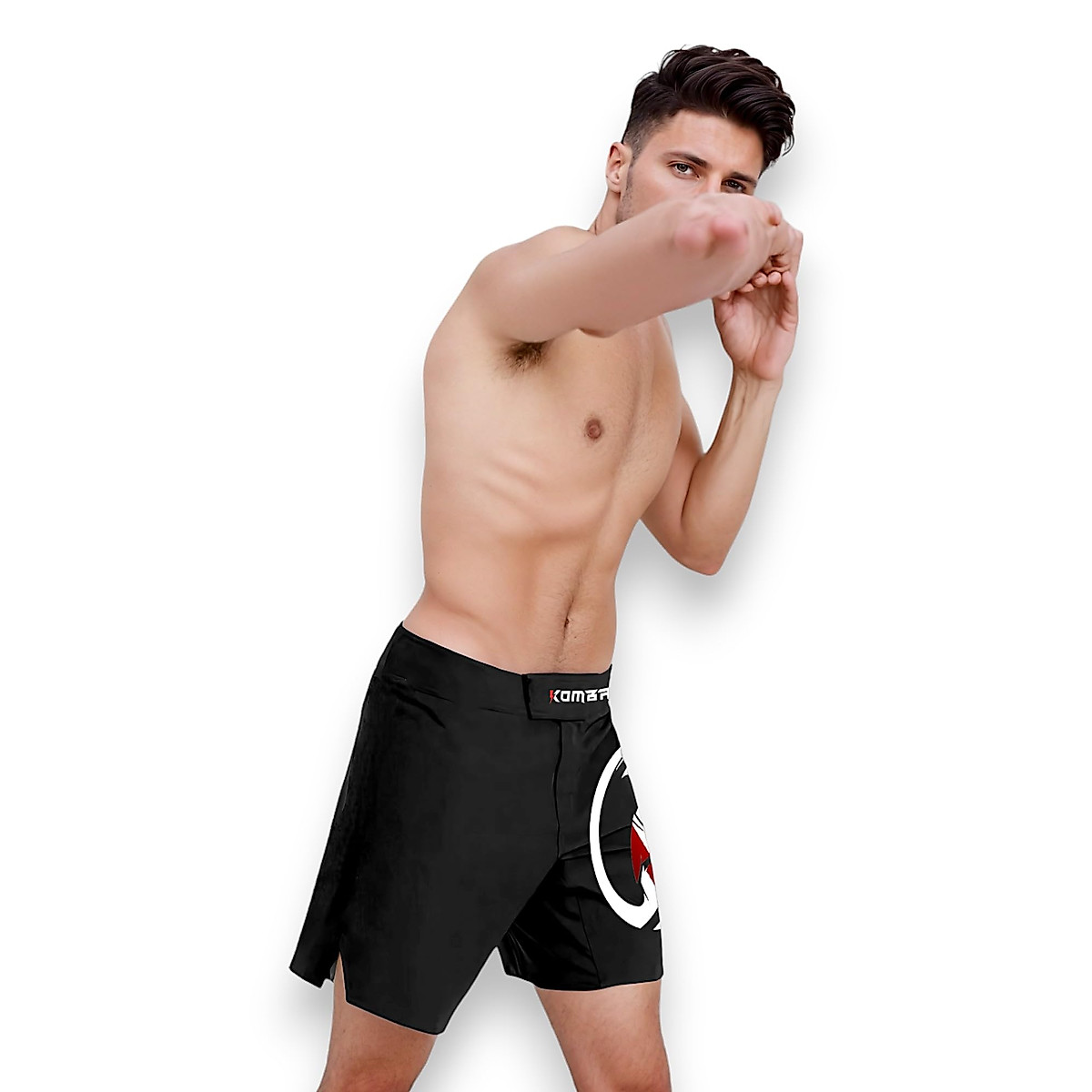 KOMBAT USA Men's MMA Shorts – Baseline Grappling & Fight Shorts | Athletic Shorts | Muay Thai BJJ Training Jiu Jitsu No Gi (as1, Alpha, x_l, Regular, Regular, Black)