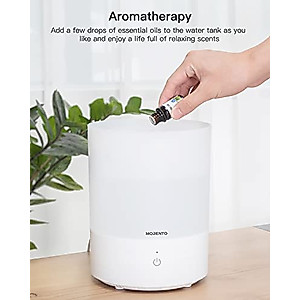 Cool Mist Humidifier for Bedroom, MORENTO Top Fill Humidifier Essential Oil Diffuser with 2.5L Water Tank for Home and Office, Baby and Plants with Night Light, Sleep Mode, Auto Shut Off, White