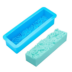 PH PandaHall Rose Loaf Mold, 22oz Flower Silicone Soap Molds 3D Embossed Crafts Mold Rectangle Resin Casting Molds for Handmade UV Resin Soap Candle Fondant Chocolate, 9.8x3.2x2.1inch 650ml