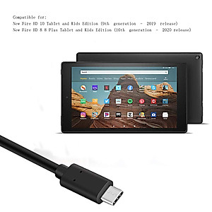 5Ft USB C Fast Charger Compatible for New Fire HD 8 Tablet,Fire HD 8 Plus and Kids Edition,Kids Pro Tablet(2020)