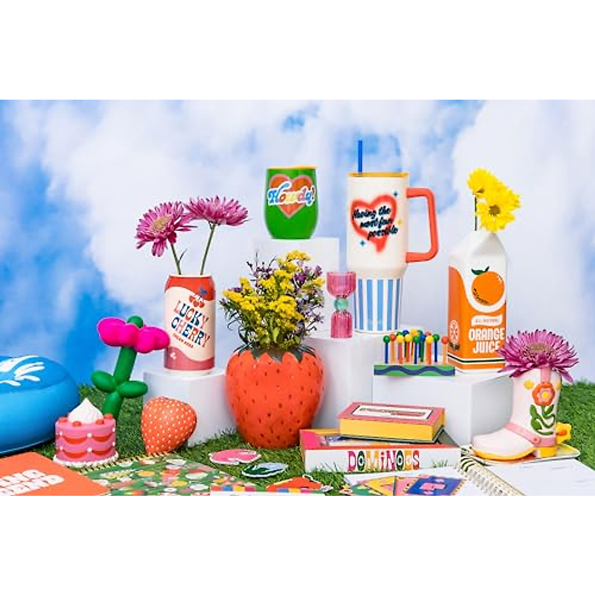 ban.do Cocktail Measuring Jigger, Double Jigger Shot Glass, 1/2 and 1 Shot Measuring Cup, Pink Glass Bar Tool, Tipsy Turvy