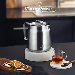 WAGENSTEIGER Stainless Steel Classic Kettle Pot 2.1 Quarts / 2 Liters, Multi-purpose Cooking Pot, Mini Milk Pan, Butter Warmer, On-the-go Saucepan, Ramen Pot, Stovetop Metal Tea/Coffee Pot (606)