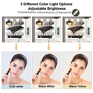 JBLCC Makeup Vanity with Lighted Mirror,Large Vanity Desk with Storage Shelves & 5 Drawers,Cushioned Stool,Makeup Vanity Table with Lights for Bedroom (3080)