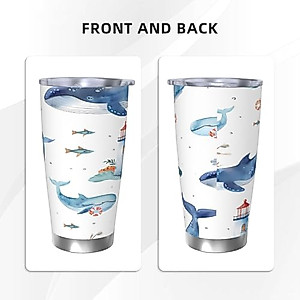 AYCZN Dolphin Lighthouse 20 OZ Tumbler Stainless Steel Travel Coffee Mug, Sea Ocean Insulated Water Bottle with Lid and 2 StrawsLeakproof Thermal Cup