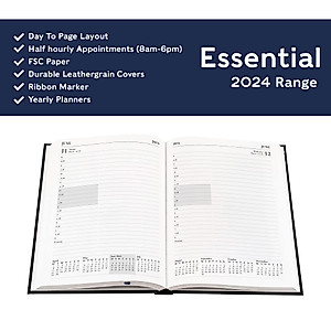Collins Essential 2024 Daily Planner With Appointments - Daily Calendar 2024 Page A Day Diary, Journal & Appointment Book 2024 - Business, Academic and Personal 2024 Planner (A5 Size, Blue)