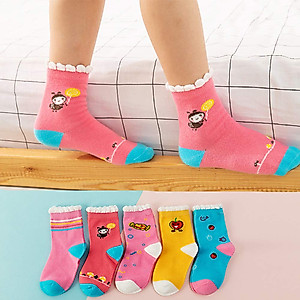 Zumou Toddler Kids Little Girls Cute Cotton Crew Socks 10 Pack Years (M (3-5T) / Toddler, Cute)