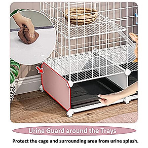 DuvinDD 2-Story Rabbit Cage Indoor Bunny Hutch with 2 Deep Pull-Out Trays and Urine Guard, Guinea Pig Cage Metal Wire Netting Villa, Small Animals House for Ferret, Chinchilla, Hedgehog (White)