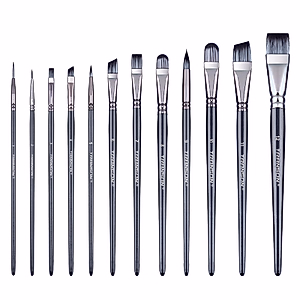 Transon Artist Paint Brush Set of 12 for Watercolor Acrylic Gouache Oil and Tempera Painting