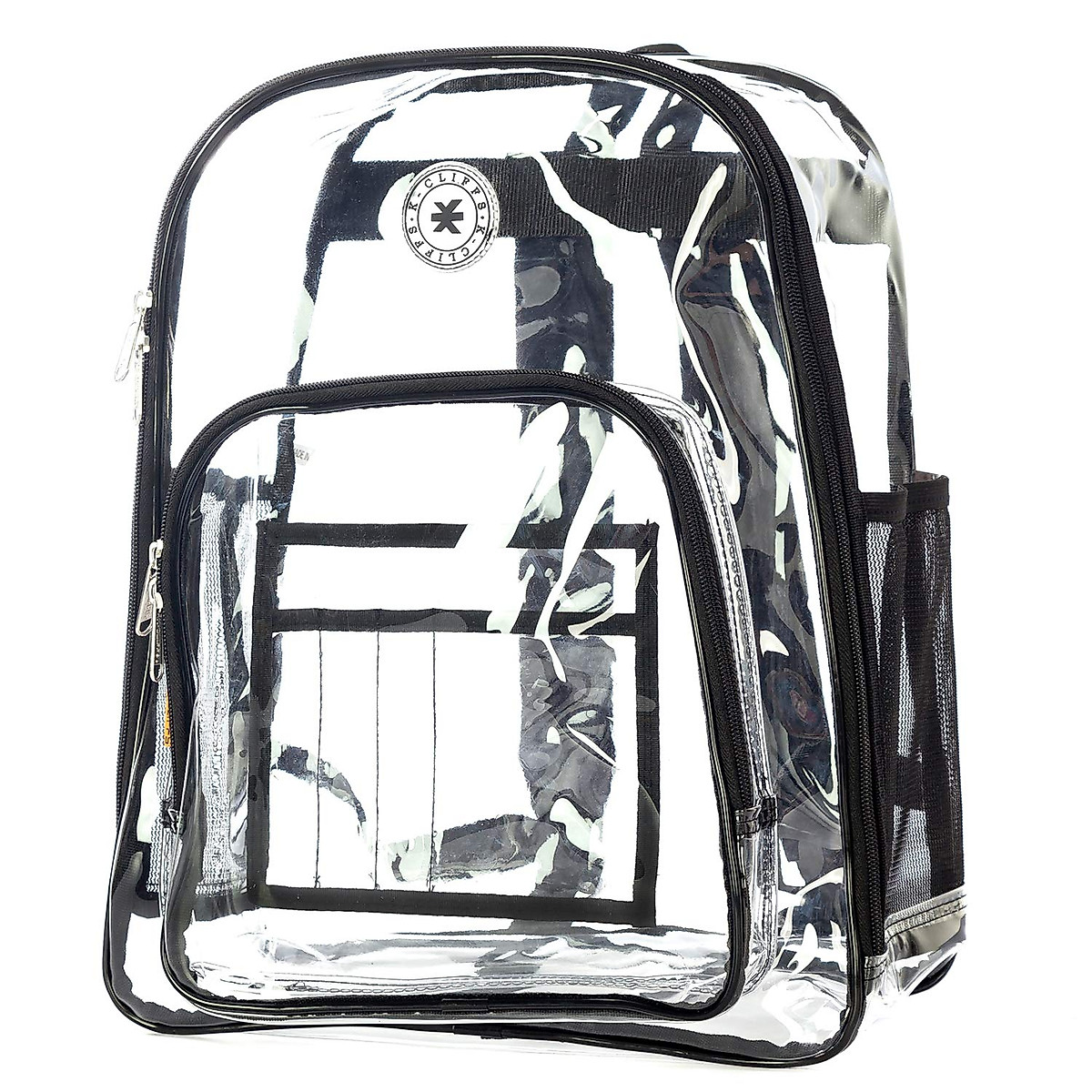K-Cliffs Heavy Duty Clear Backpack Quality See Through Student Bookbag Durable PVC Travel Transparent Workbag Stadium Security Bag | Black