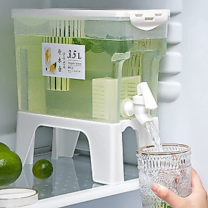 0.9 Gallon Drink Dispenser For Fridge,Beverage Dispenser With Stand And Spigot,Large Capacity Cold Water Pitcher,Fruit Drink Dispenser Beverage Container for Kitchen Home Party Bar