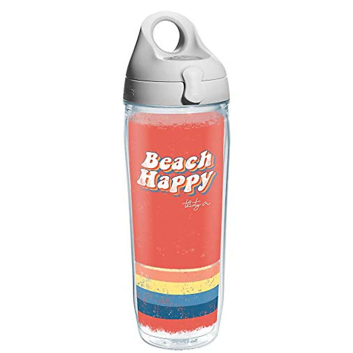 Tervis Made in USA Double Walled 30A Beach Happy Insulated Tumbler Cup Keeps Drinks Cold & Hot, 24oz Water Bottle, Retro Stripes