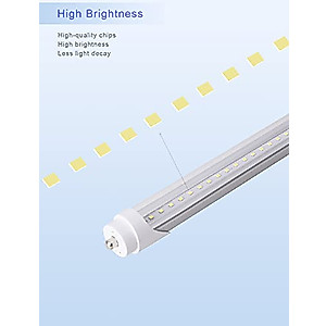 AQIQUUT Led Shop Light, Led Garage Light,8FT FA8 44W T8 6000K 5400LM Clear Cover,for Garage Warehouse Workbench Workshop,12-Pack