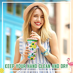 9 Pcs Iced Coffee Cup Sleeve with Handle Reusable Neoprene Insulated Sleeves 30 oz Tumbler Sleeve Insulated Drink Sleeve Cup Cover Holder Tea Cup Sleeve for Cold Drinks Hot Beverages (Flamingo)