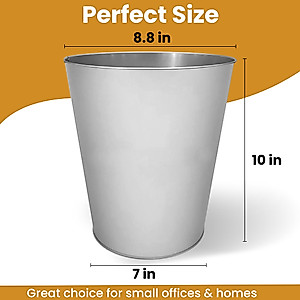 Shirin Packaging Metal Trash Can Small Metal Trash Can for Office Stainless Steel Bathroom Trash Can Garbage Recycle Bin Office Trash 9.4" x 9.4" x 10.9" Diameter 22cm - 8.6"