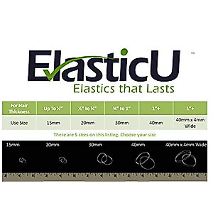 Hair Elastics - STRONG - REUSEABLE Clear Premium- 30mm, 2 Packs of 70 Total of 140 Rubbers by ElasticU