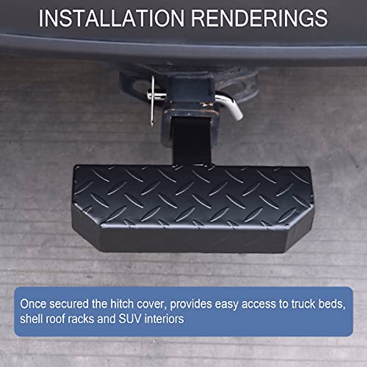 DICMIC Hitch Step Anti Slip and Rust Towing Bumper Guard for Most Car SUV Truck Pickup with Pin Fit 2” Receiver, 11.8” Length