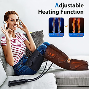 CINCOM Leg Massager, Leg Compression Massager with Heat for Circulation and Pain Relief Air Compression Foot Calf Thigh Massager with Handheld Controller
