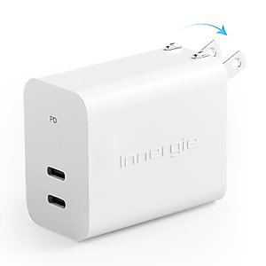 Innergie C6 Duo 63W USB C Charger, 2-Port Foldable Wall Charger Charging Block QC 4.0 PD 3.0 PPS 25W Super Fast Charging for Galaxy iPhone 16 Pro Max iPad Air Mini MacBook Phone Laptop Power Adapter