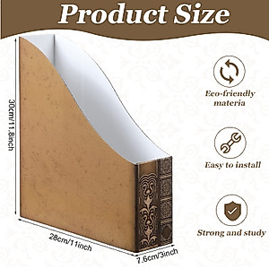 Geetery 6 Pcs File Magazine Organizer 3" x 11" x 12'' Decorative Classic Books Themed Magazine Holder Box Easy to Assemble Classic Books Magazine Rack File for Shelves Desk Home Classroom (Chic)