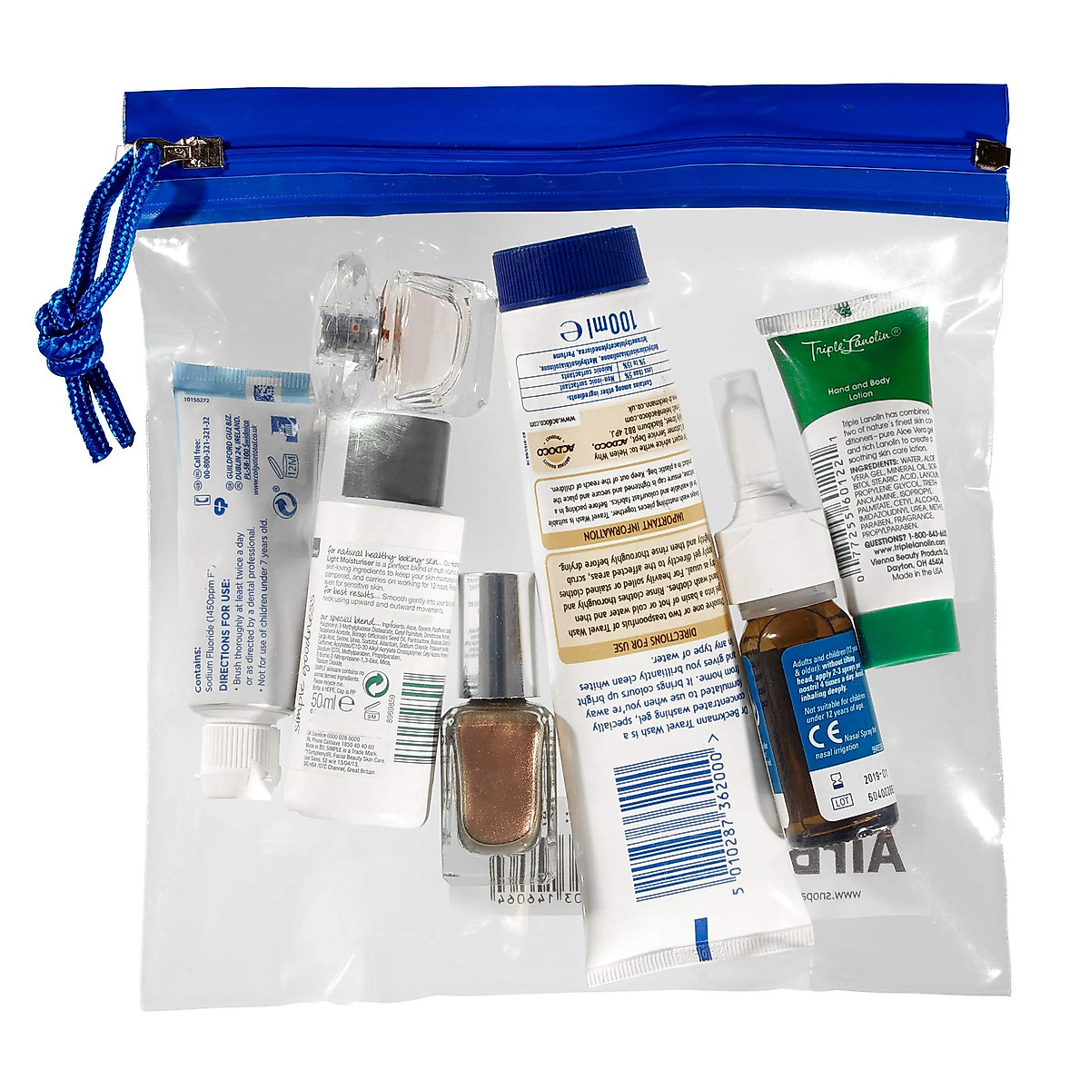 Snopake Airport Bags Clear Plastic Travel For Liquids - TSA Approved - Pack 5