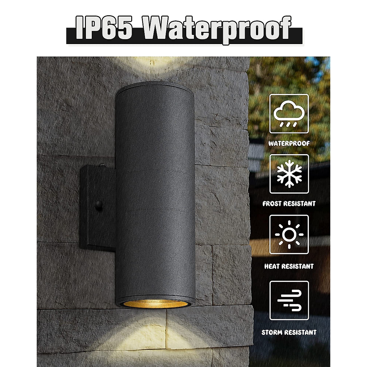 Ken & Ricky Outdoor Wall Light, Dusk to Dawn Sensor Exterior Light Fixture, Up and Down Wall Sconce with Photocell Sensor for Porch Patio Garage House Entryway-1 Pack