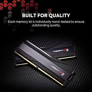 G.SKILL Trident Z5 RGB Series (Intel XMP 3.0) DDR5 RAM 64GB (2x32GB) 6400MT/s CL32-39-39-102 1.40V Desktop Computer Memory UDIMM - Matte Black (F5-6400J3239G32GX2-TZ5RK)