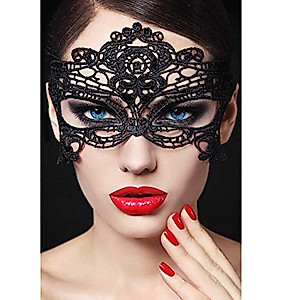 20 Pieces Lace Mask Masquerade Venetian Eyemask Halloween Sexy Woman Lace Mask for Halloween Masquerade Carnival Party Costume Ball, Black