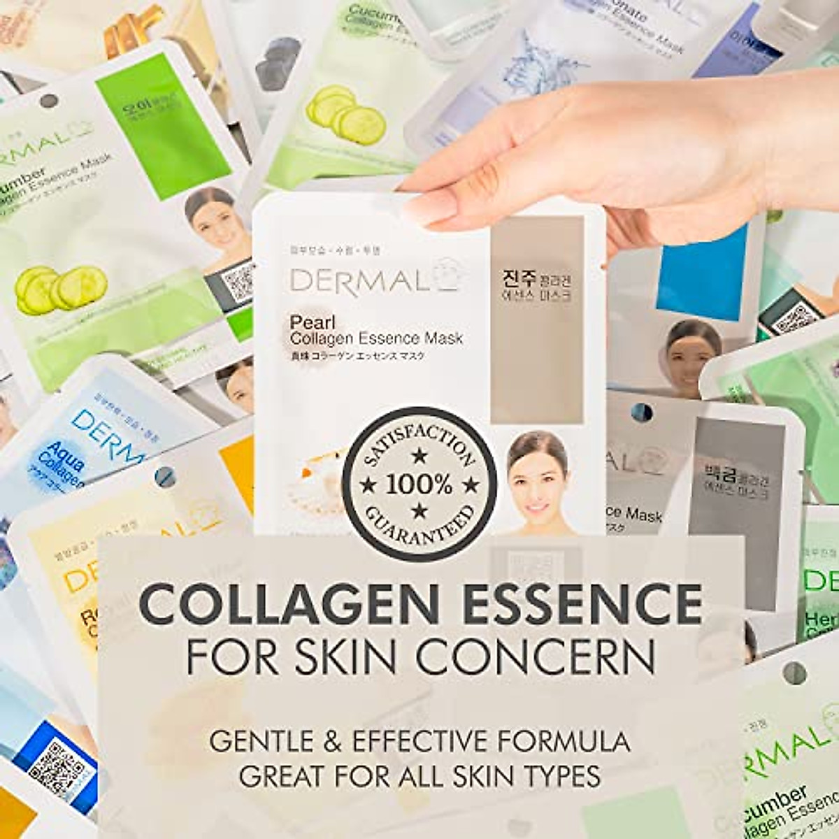 DERMAL 32 Combo A+B Set Pack Collagen Essence Full Face Facial Mask Sheet - The Ultimate Supreme Collection for Every Skin Condition Day to Day Skin Concerns