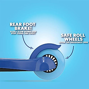 Self Balancing Scooter - Toddler & Kids Scooter, 3 Wheel Platform, Foot Activated Brake, 75 lbs Weight Limit, for Ages 3 and Up