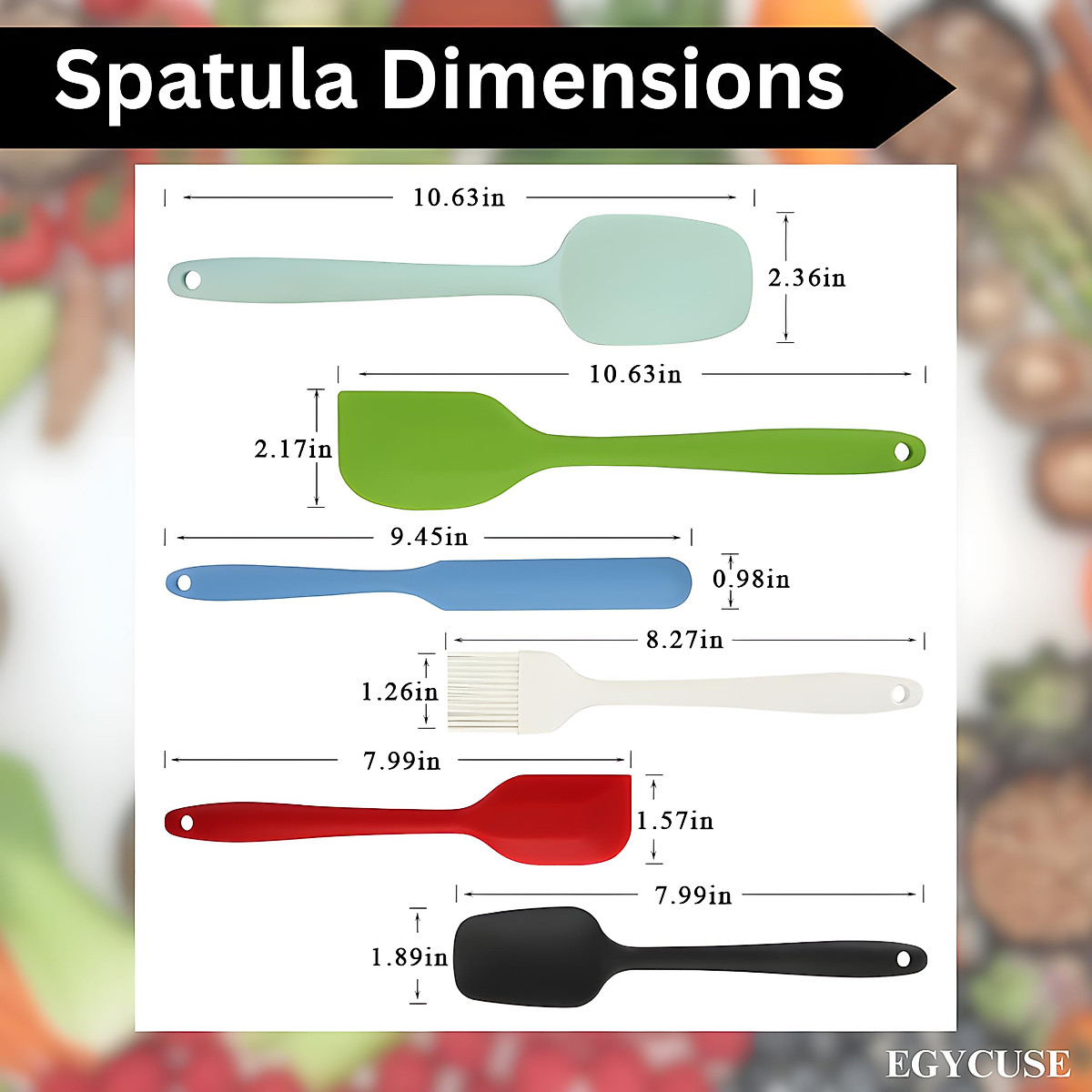 EGYCUSE Food Grade Silicone Spatula, Mixing High Heat Resistant Non Stick, Silicone Rubber Spatula Set for Baking, Cooking, Dishwasher Safe BPA-Free, with mini rubber oven gloves Set of 6 (Mix)