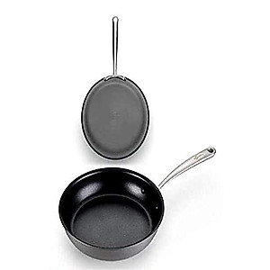 Lagostina Nera Hard Anodized Nonstick 10-Inch/12-Inch Fry Pan Cookware Set, Dishwasher Safe,Grey