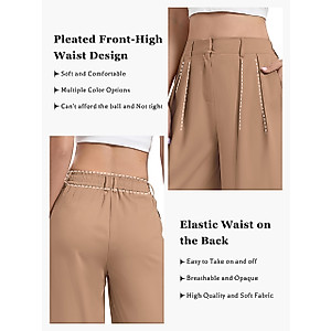 NIeyook Women's Wide Leg Pants Elastic High Waisted Trousers Business Work Casual Pants with Pockets Black