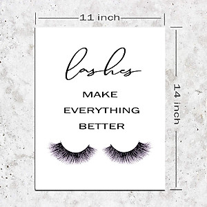 Eyelashes Decor girls room decor Lashes Make Everything Better, Glamour Decor, Bedroom Wall Decor, Inspirational Print, Makeup Lashes Art 11X14 Inch Prints No Framed