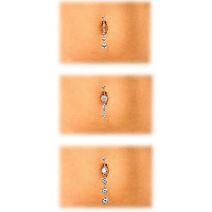JOERICA 3Pcs 14G 316L Stainless Steel Belly Button Rings for Women Flower CZ Dangle Belly Button Rings Navel Piercing Jewelry