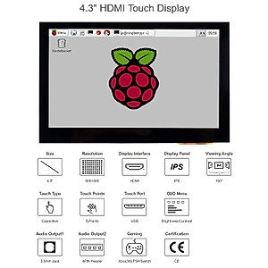 4.3inch HDMI LCD (B), IPS Screen HDMI Interface 4.3 inch 800x480 Capacitive Touch Screen Supports Multi Mini-PC Systems Raspberry Pi BB Black Banana Pi Raspbian Ubuntu Windows 10 8 7 @XYGStudy