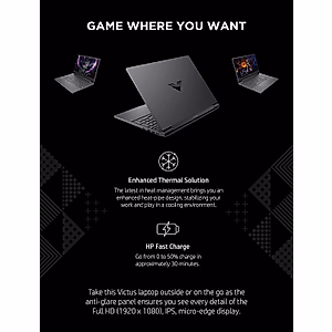HP Victus Gaming Laptop, 15.6 inch FHD Display, 12th Gen Intel Core i5-12500H 12 Core, NVIDIA GeForce RTX 3050, 16GB RAM, 512GB SSD, Wi-Fi, Bluetooth, Windows 11 Home, Bundle with JAWFOAL