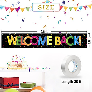 INNORU Large Welcome Back Backdrop Banner, Farewell Party Lawn Sign Banner, Welcome Back Yard Garden Banner, Retirement Party Indoor Outdoor Decor Supplies 9.8 * 1.6ft