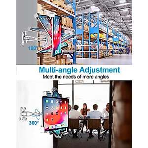 woleyi Anti-Theft Tablet Wall Holder Stand for 9"-14" Tablet, Security Heavy Duty Articulating in-Wall Tablets Mount with Lock and Key, Compatible with iPad Pro 13/Air, Surface Pro/Go, Galaxy Tabs